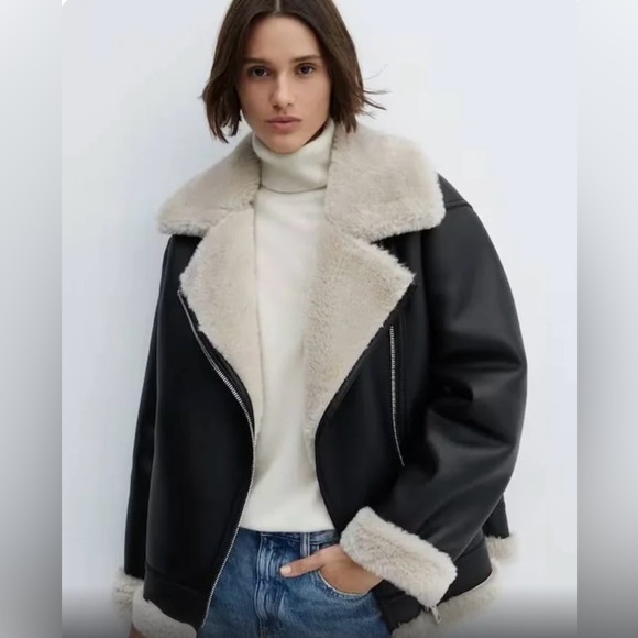 Mango | Jackets & Coats | Mango Leather Sterling Lined Biker Jacket ...